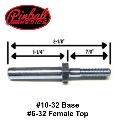 2-1/4″ Metal Post – #10-32 Base #6-32 Female Top – Pinball Medics